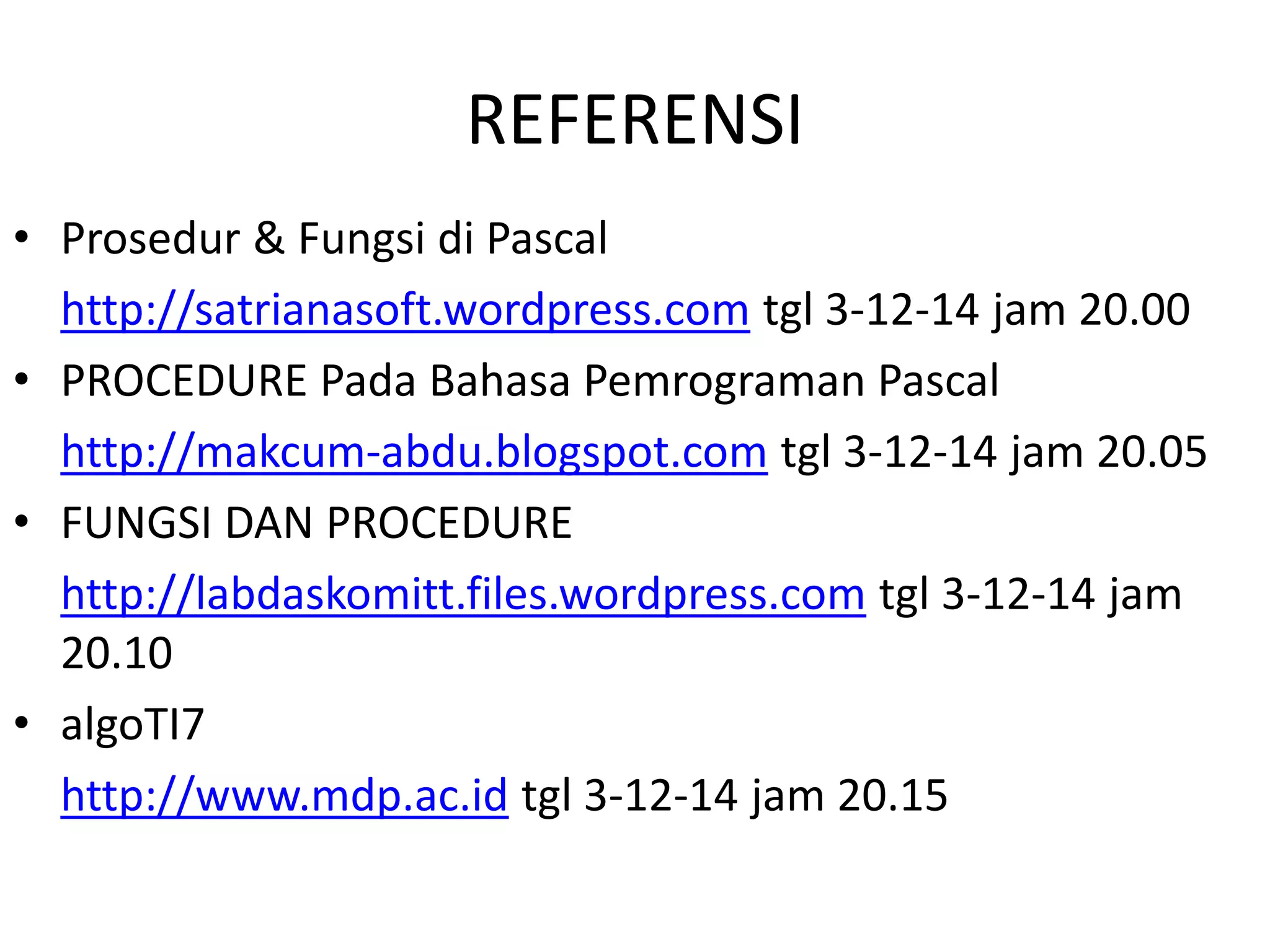 Procedure dan function di Pascal | PPTX