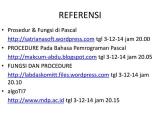 Procedure dan function di Pascal | PPTX
