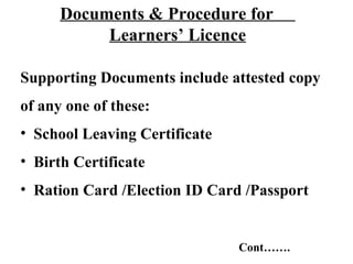 Procedure &docs for licence | PPT