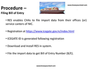Procedure for clearance of steel imports in india | PPTX