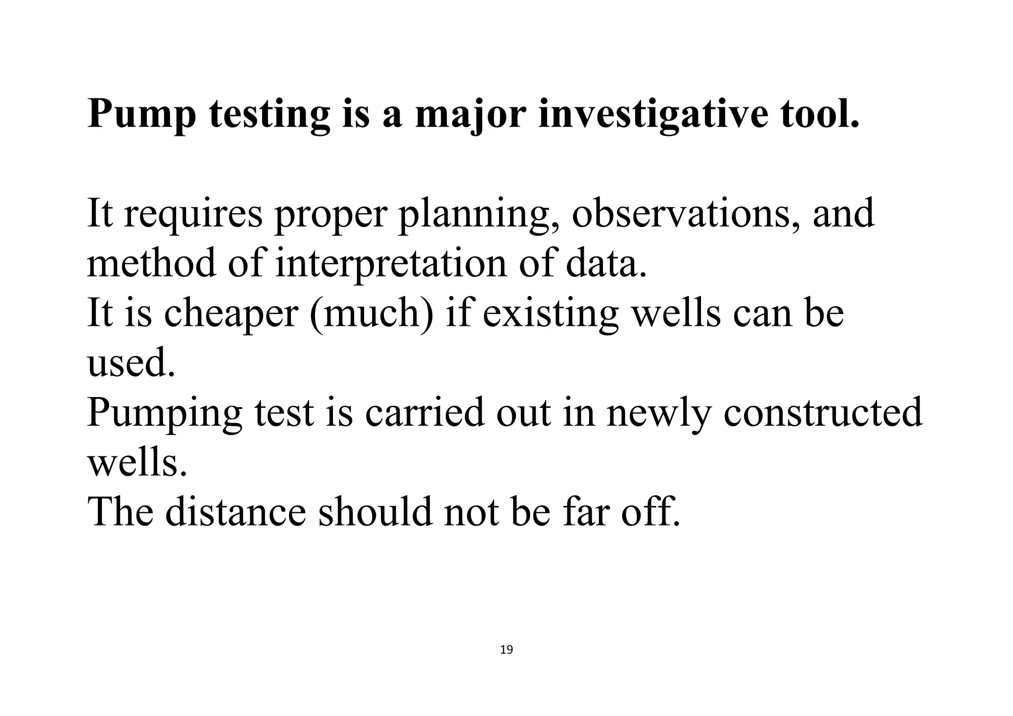 Procedure for conducting pumping tests | PDF