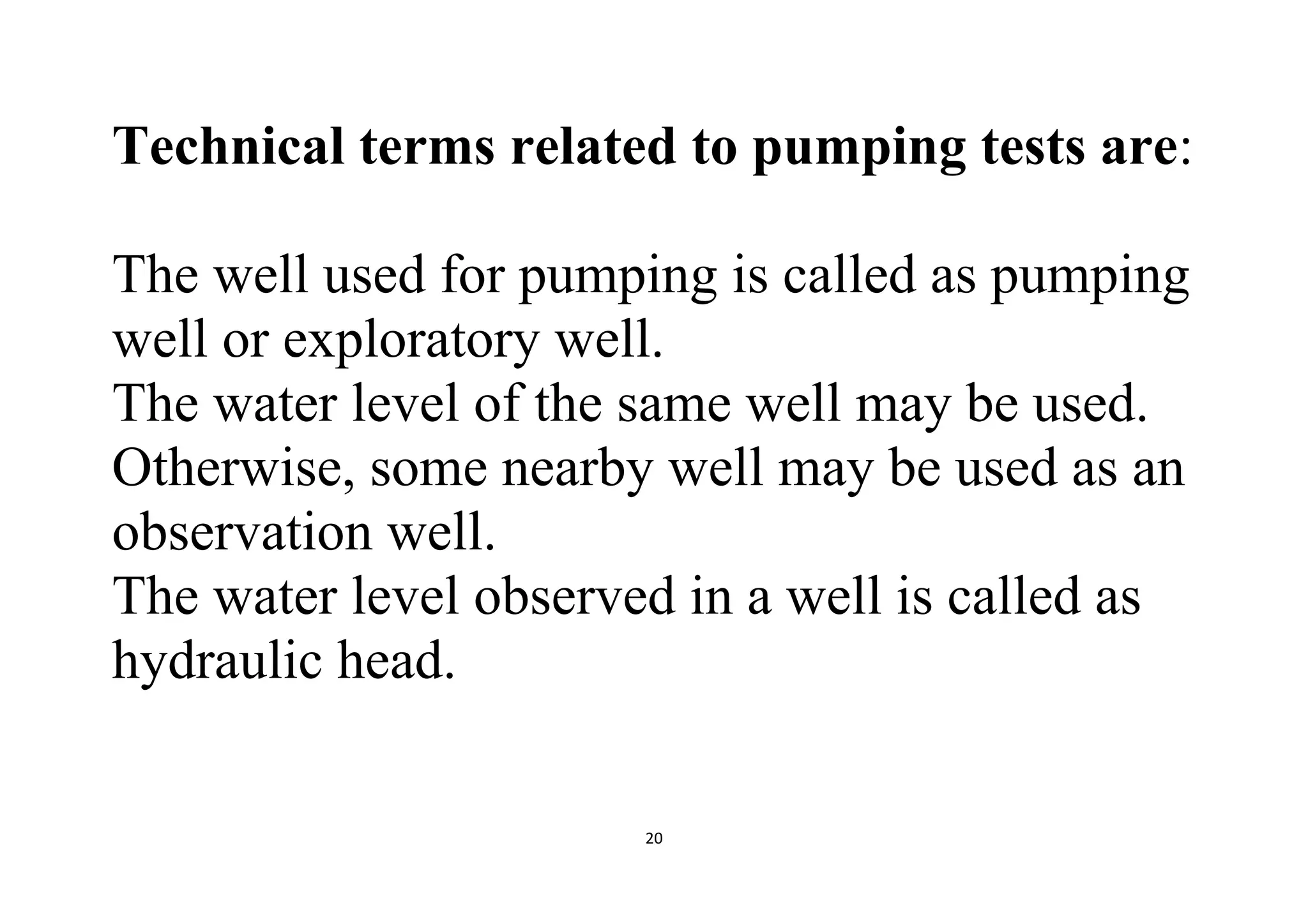 Procedure for conducting pumping tests | PDF