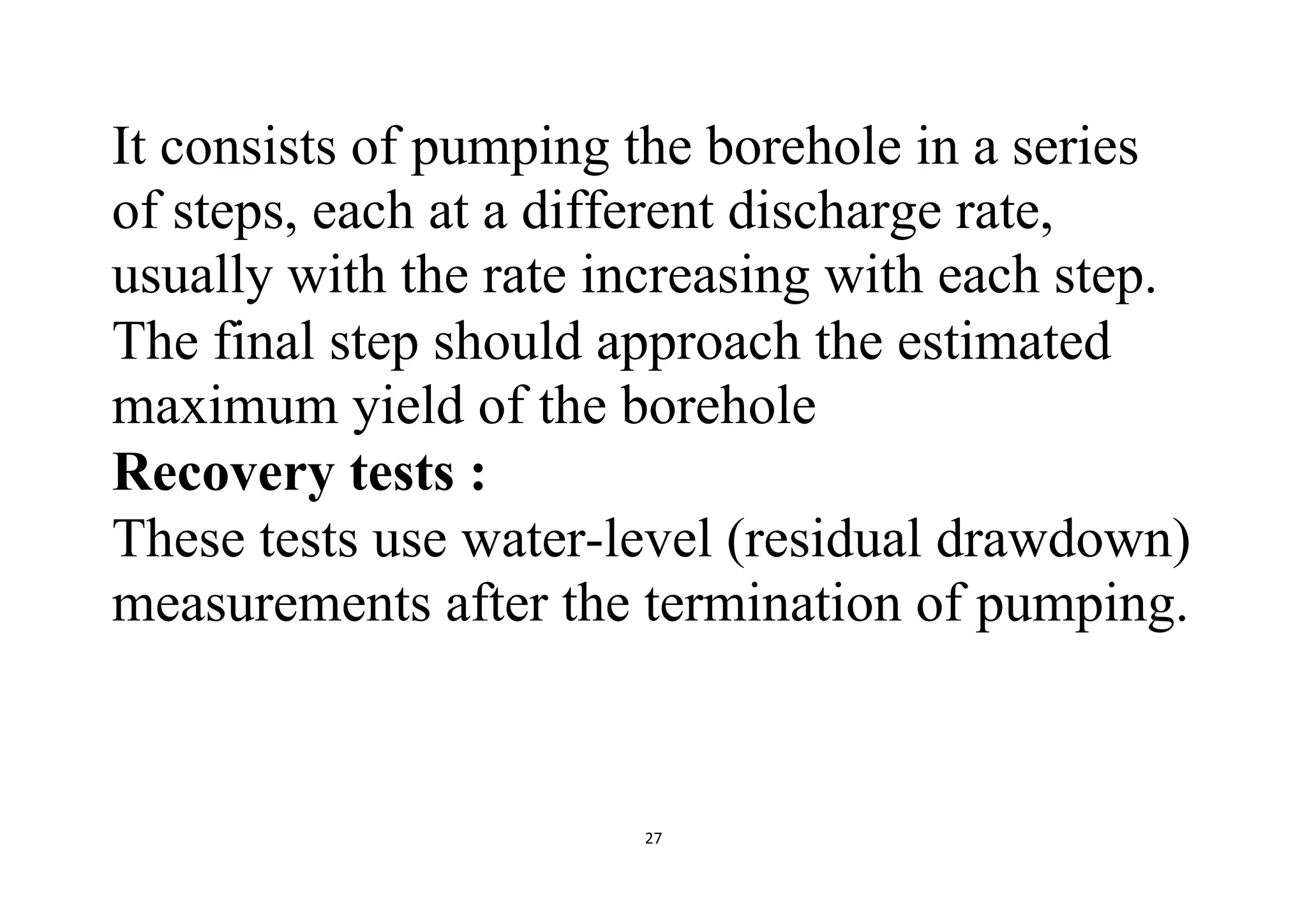 Procedure for conducting pumping tests | PDF