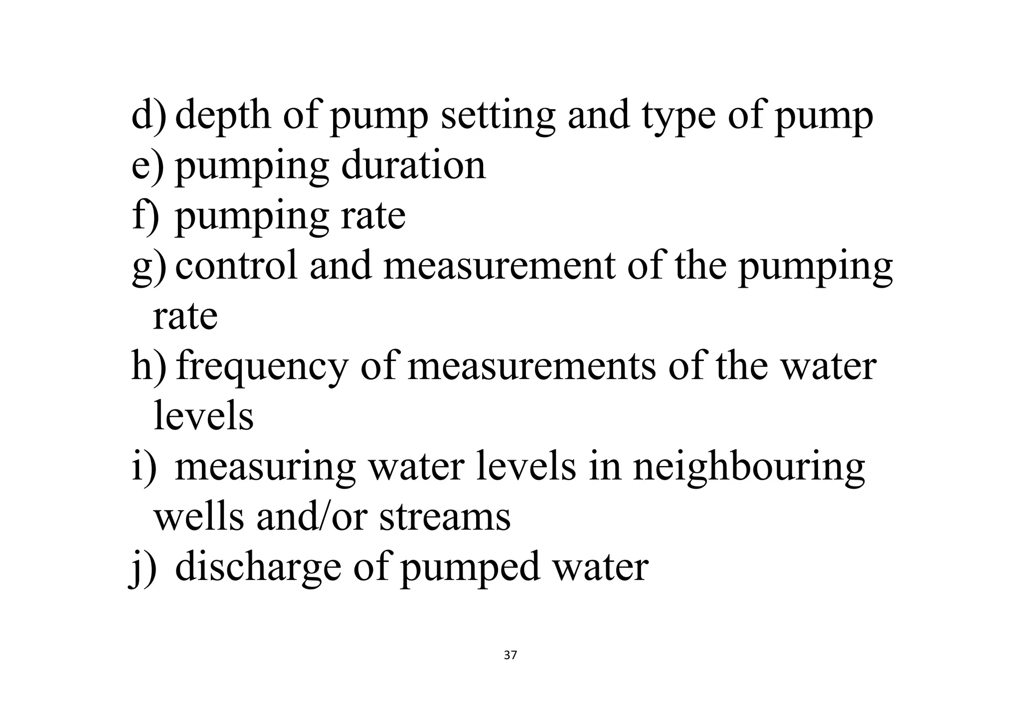 Procedure for conducting pumping tests | PDF