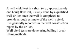 Procedure for conducting pumping tests | PDF