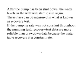 Procedure for conducting pumping tests | PDF