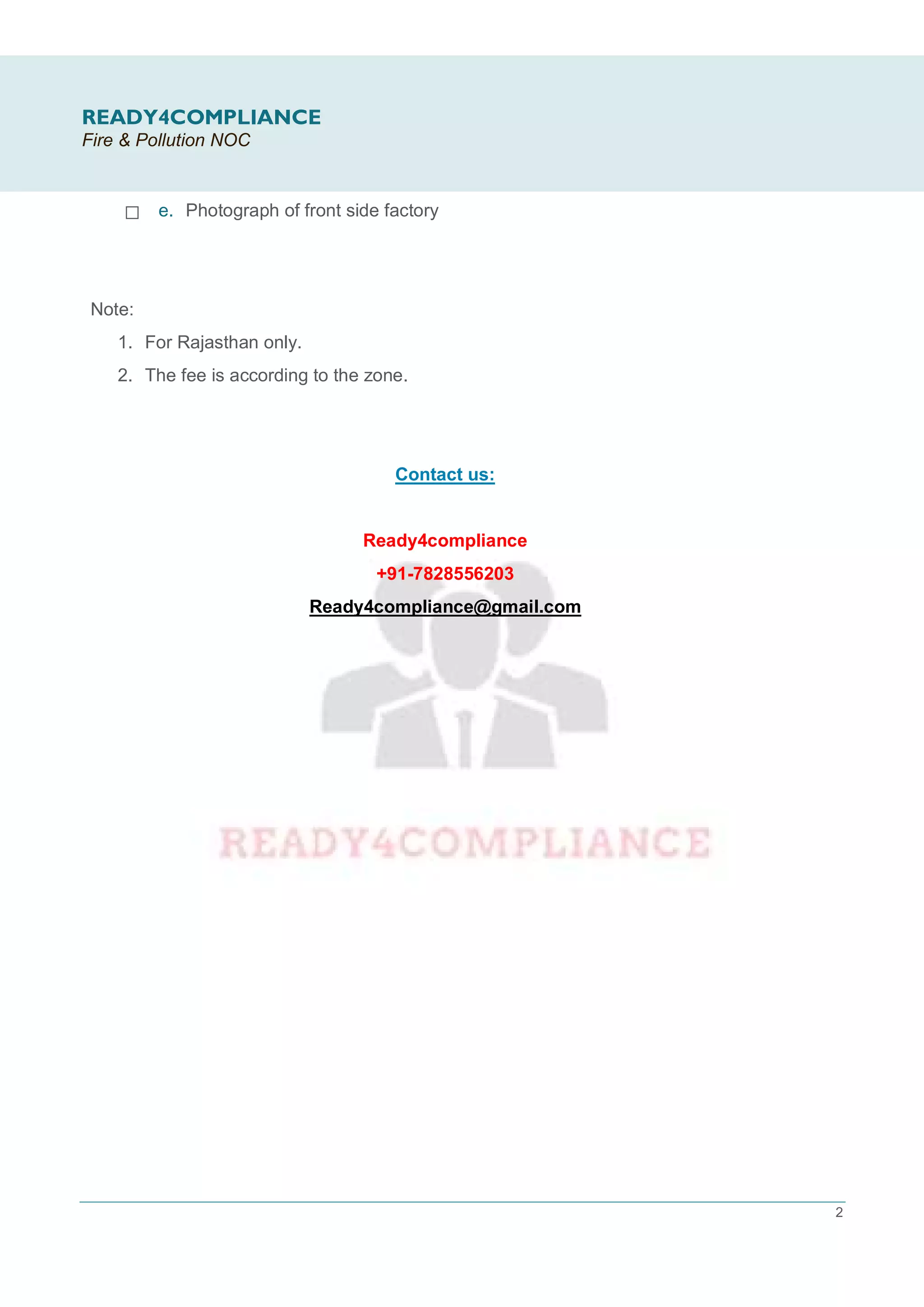 Procedure for fire and Pollution NOC in state of Rajasthan | PDF
