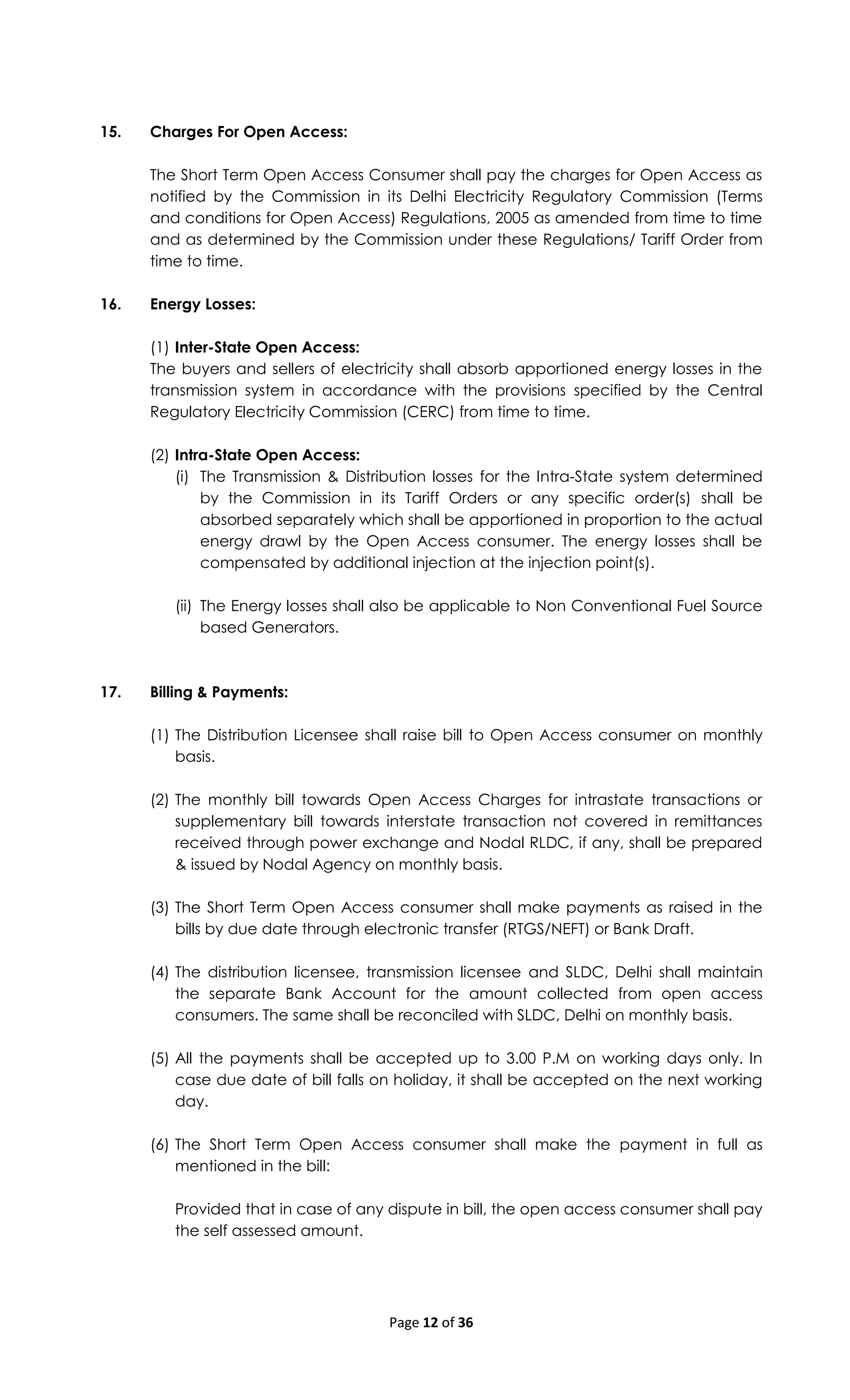 Procedure for implementation of short term open access (stoa) | PDF