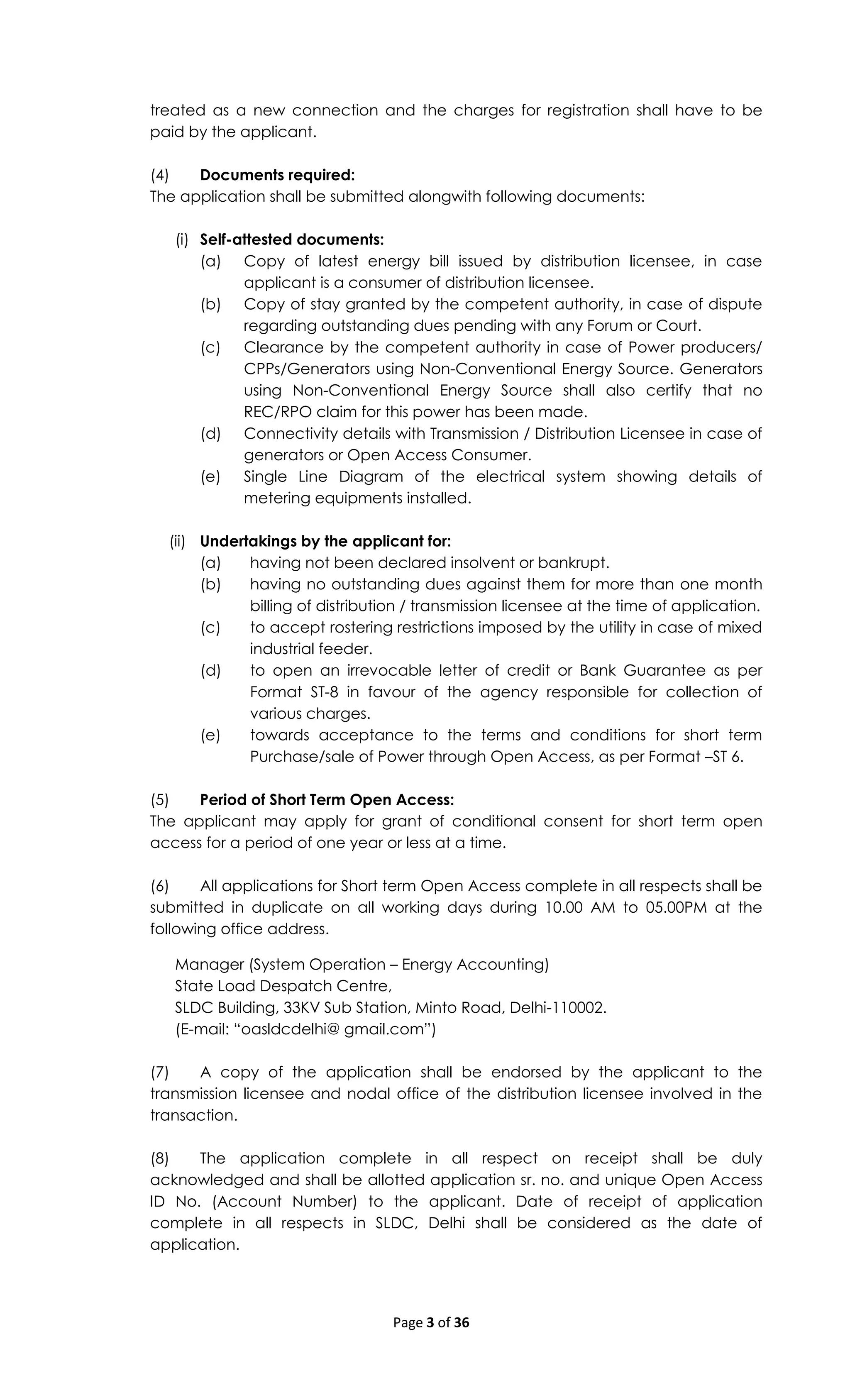 Procedure for implementation of short term open access (stoa) | PDF