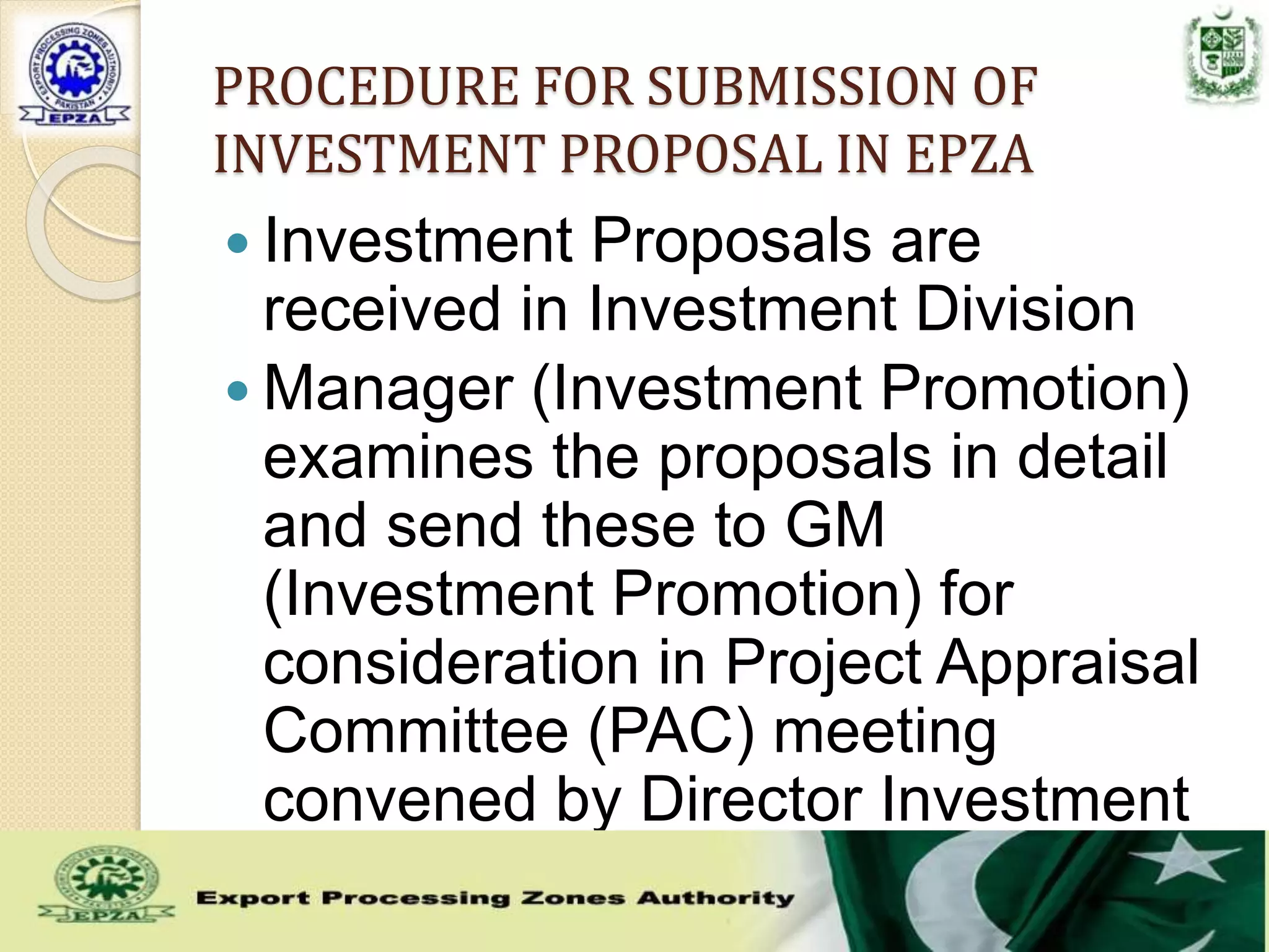 Export Processing Zones Pakistan - Procedure for investment. | PPTX