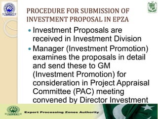 Export Processing Zones Pakistan - Procedure for investment. | PPTX