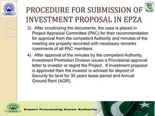 Export Processing Zones Pakistan - Procedure for investment. | PPTX