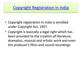 Procedure for registration of copyright | PPTX