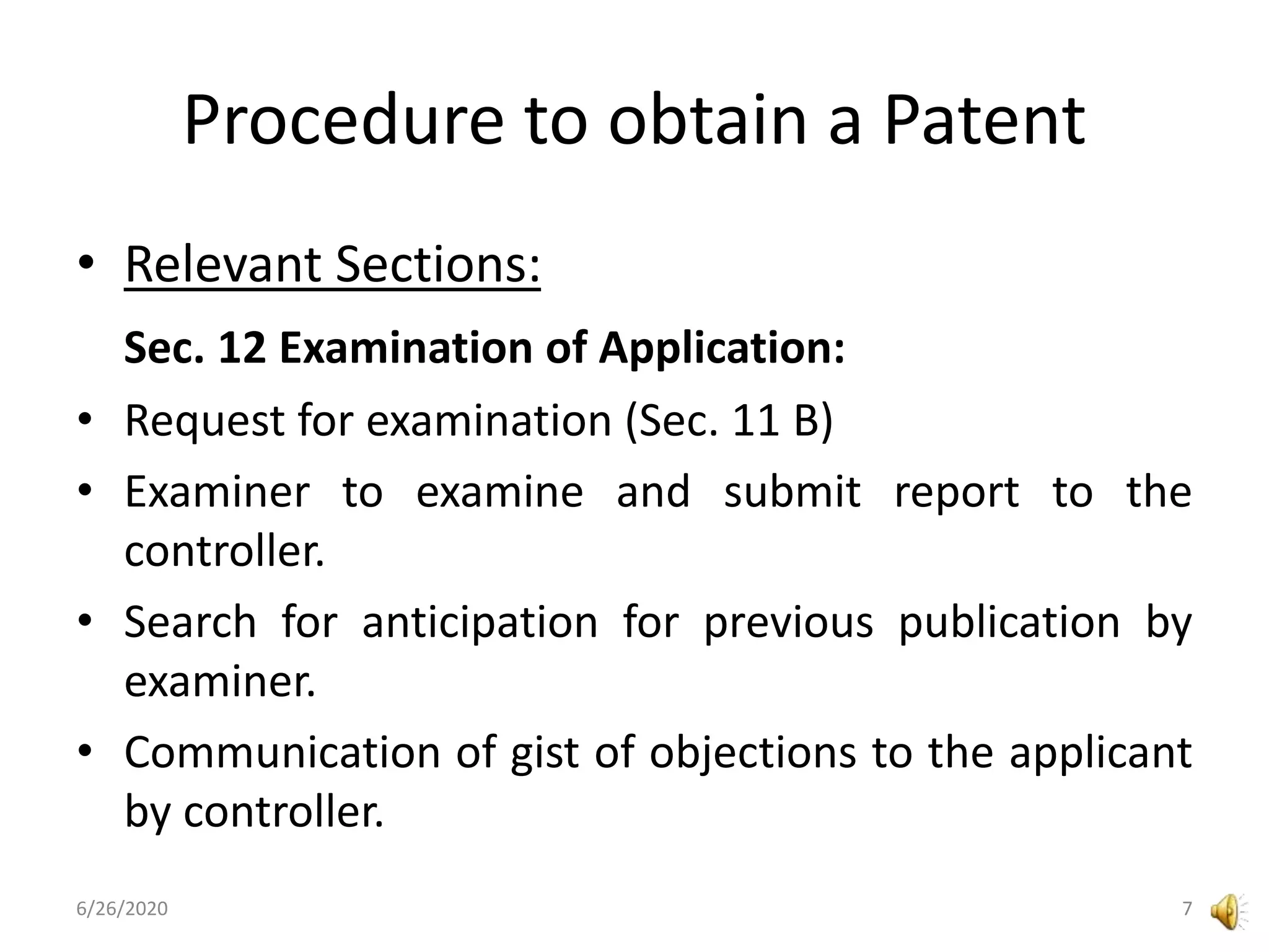 Procedure for registration of patents | PPTX