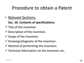 Procedure for registration of patents | PPTX