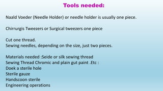 Procedure for suturing wounds or hecting actions - a brief medical ...