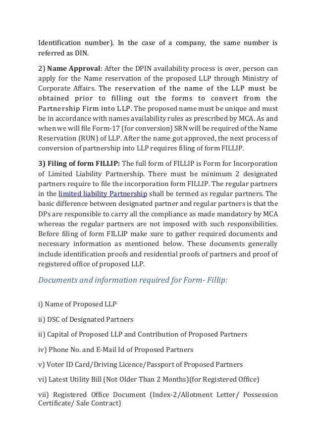 Procedure for the conversion of partnership firm into llp converted | PDF