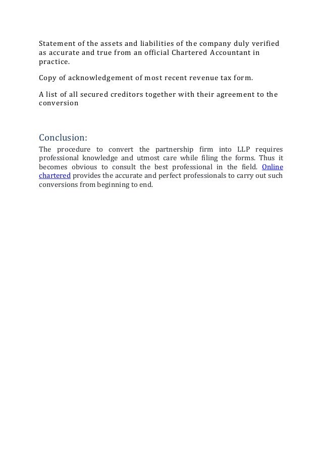 Procedure for the conversion of partnership firm into llp converted | PDF