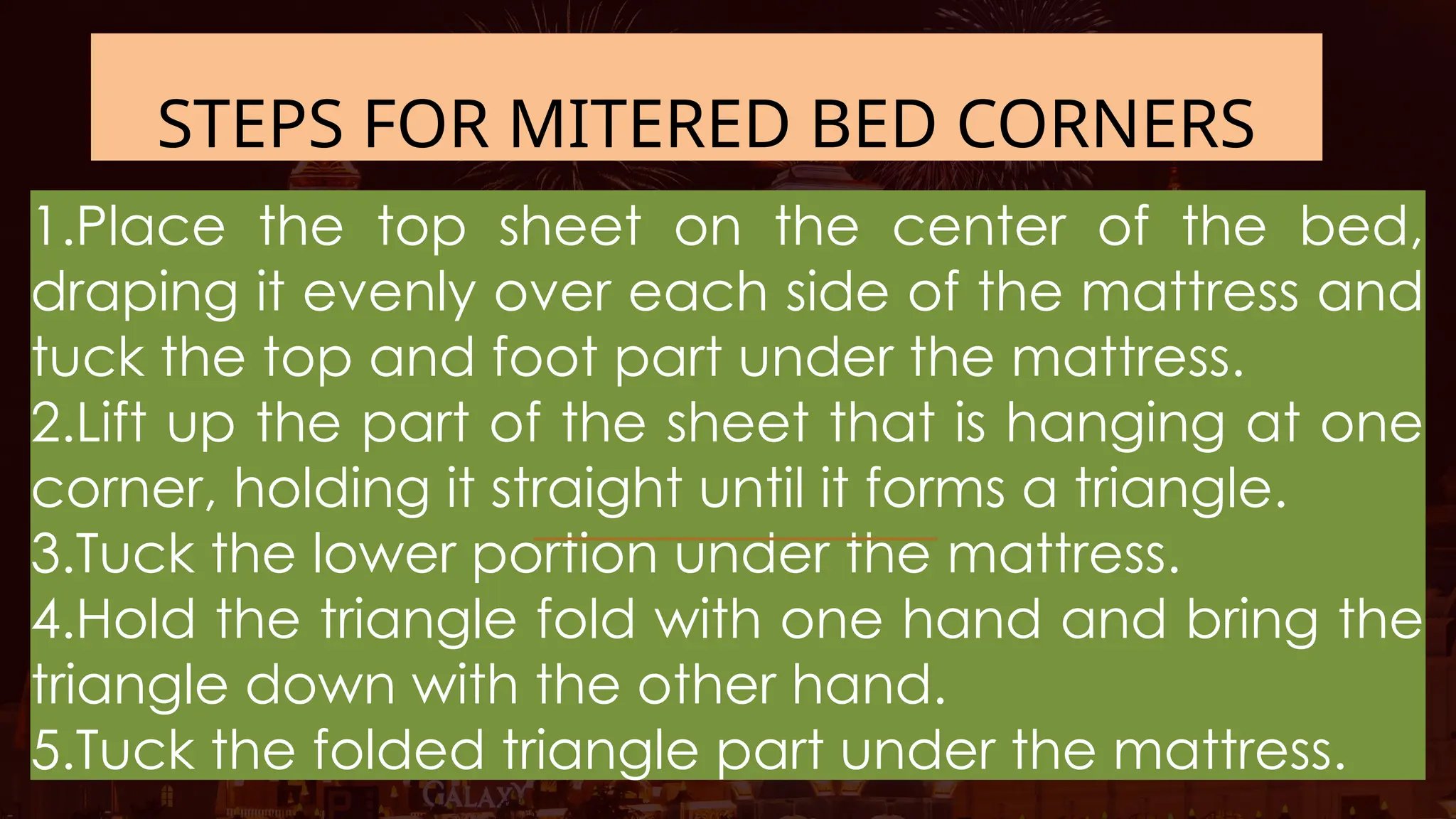 PROCEDURE IN CONDUCTING ROOM CHECK, TURN DOWN AND MAKE-UP BEDS.pptx