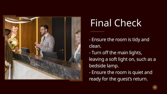 PROCEDURE IN CONDUCTING ROOM CHECK, TURN DOWN AND MAKE-UP BEDS.pptx ...