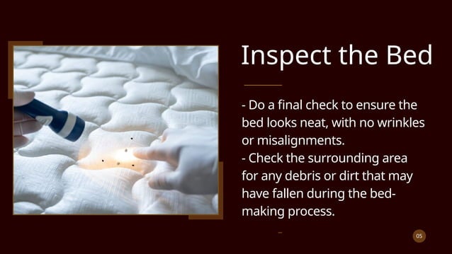 PROCEDURE IN CONDUCTING ROOM CHECK, TURN DOWN AND MAKE-UP BEDS.pptx ...