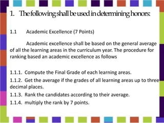 Procedure in the ranking of honor pupils 2012 | PPTX