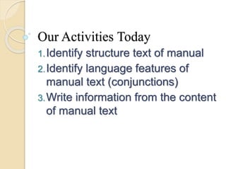 Procedure_ Manual materi bahasa inggris kelas 9 | PPT