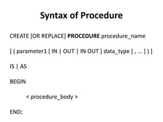 Procedure n functions | PPTX | Databases | Computer Software and Applications