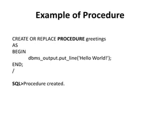 Procedure n functions | PPTX | Databases | Computer Software and Applications