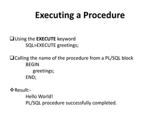 Procedure n functions | PPTX | Databases | Computer Software and Applications