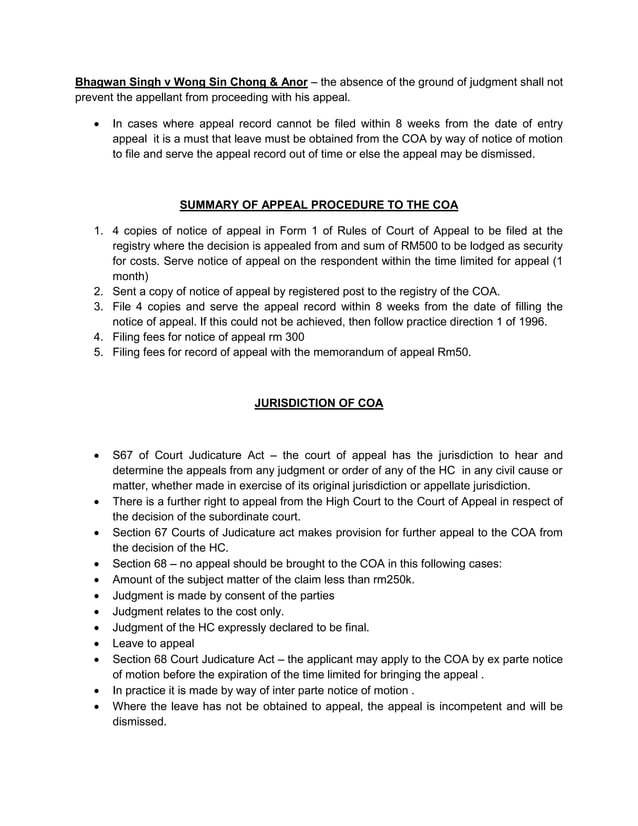 Procedure of appeal from high court to court of appeal | PDF