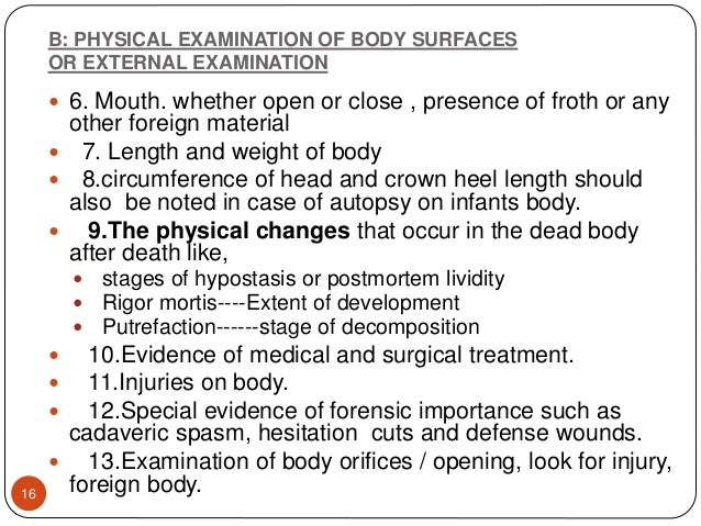 Procedure of autopsy