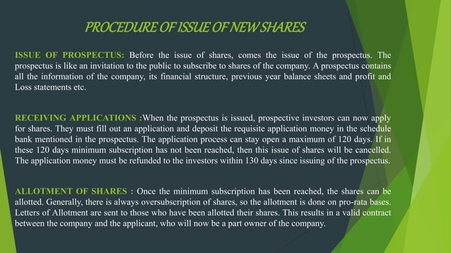 Procedure of Issue of New Shares | PPT