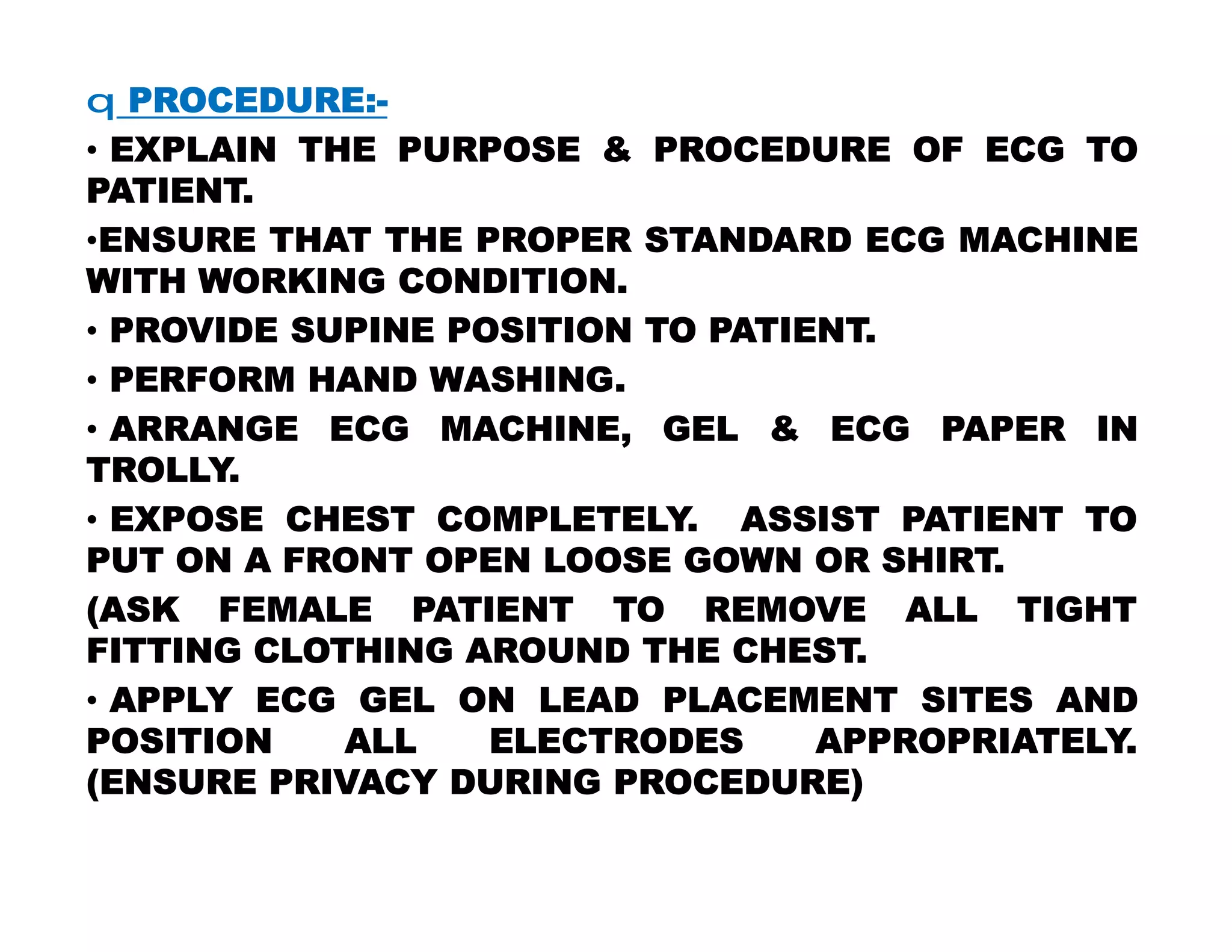 Procedure of Recording ECG | PDF