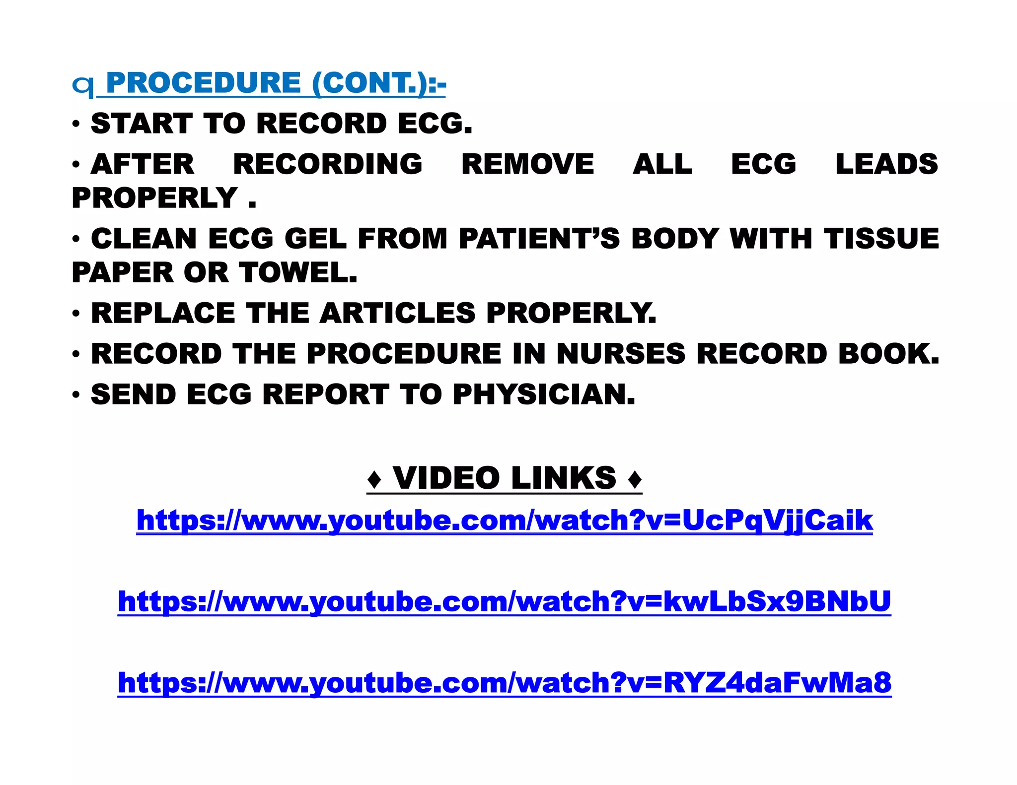 Procedure of Recording ECG | PDF