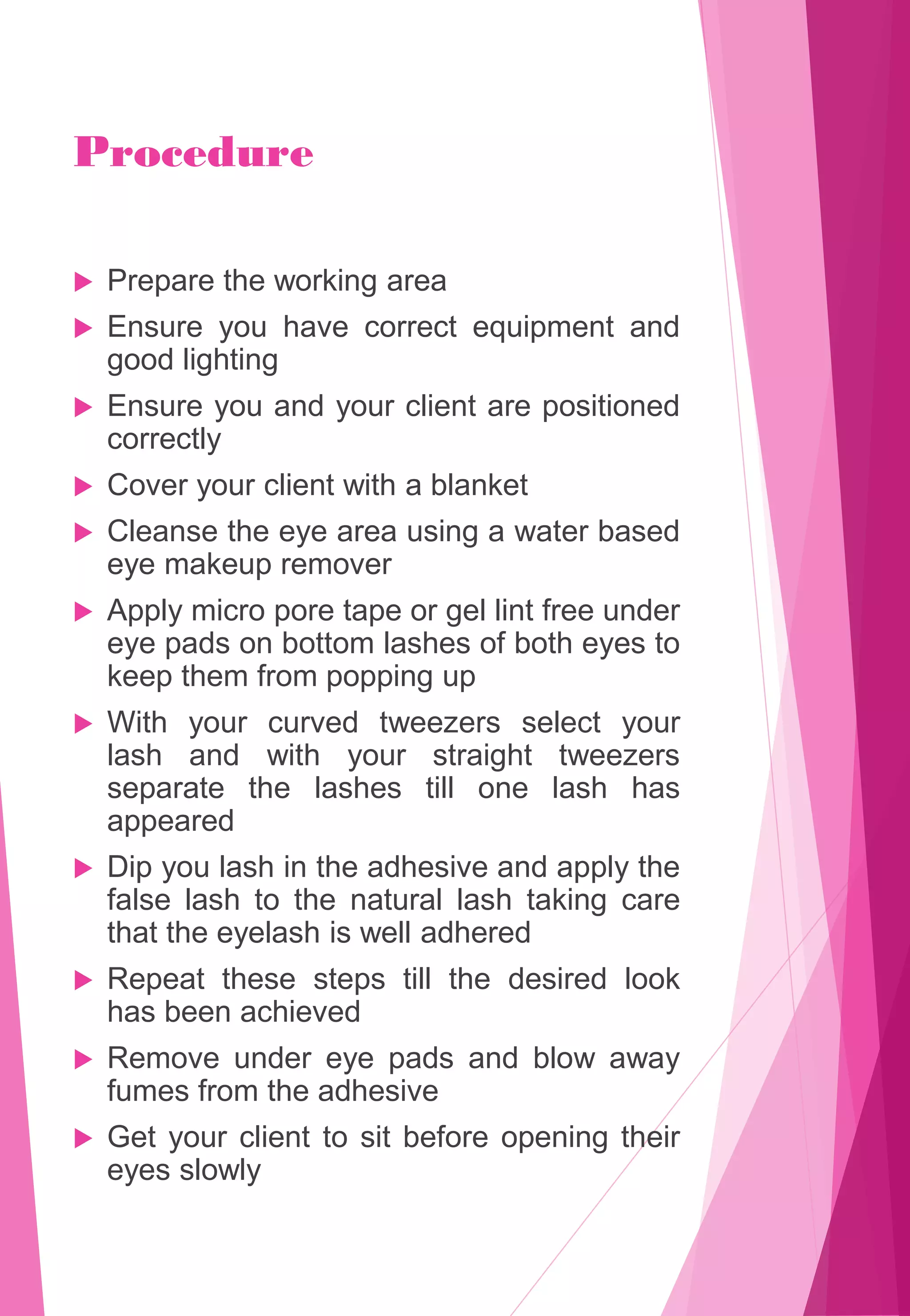 Procedure of semi permanent eyelash extensions | PDF | Free Download