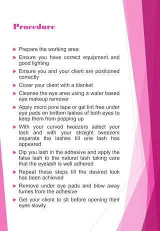 Procedure of semi permanent eyelash extensions | PDF