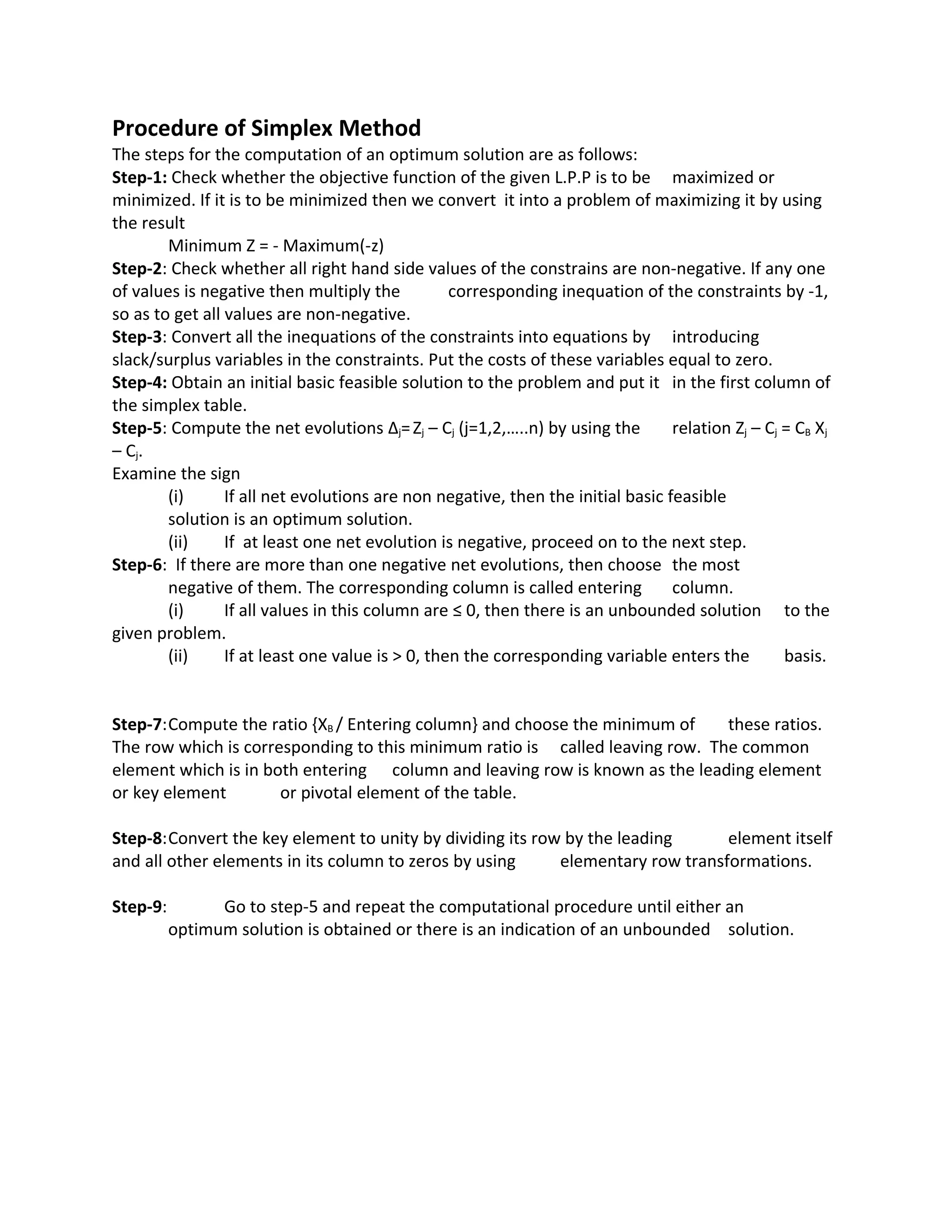 Procedure Of Simplex Method Doc Computer Software And Applications Computing