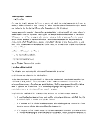 Procedure Of Simplex Method | DOC