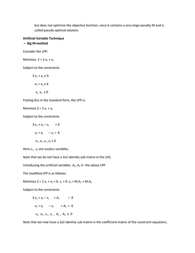 Procedure Of Simplex Method | DOC | Computer Software and Applications | Computing