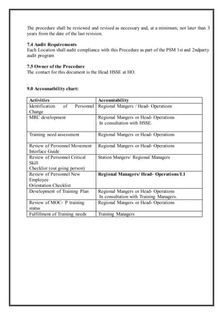 Procedure on management of change personnel | DOCX