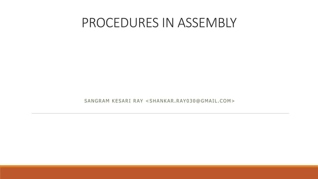 Assembly Language Tutorials for Windows - 05 Procedures Part 1 | PPTX