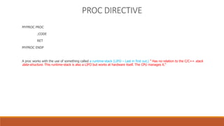 Assembly Language Tutorials for Windows - 05 Procedures Part 1 | PPTX
