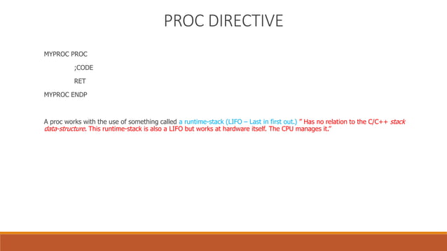 Assembly Language Tutorials for Windows - 05 Procedures Part 1 | PPTX