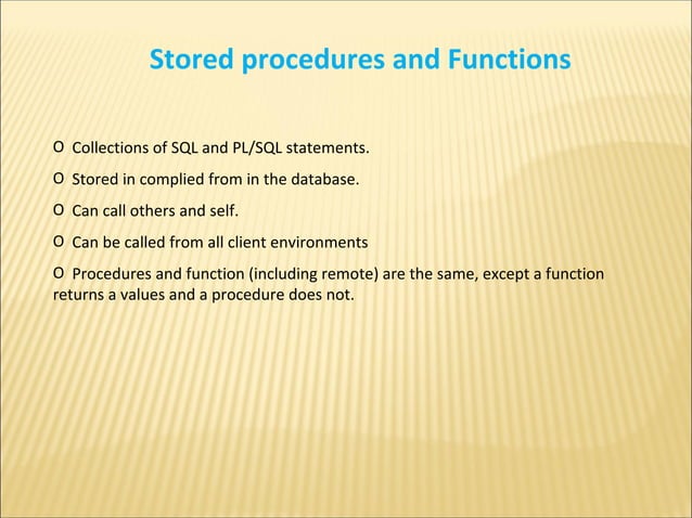 Procedures/functions of rdbms | PPT