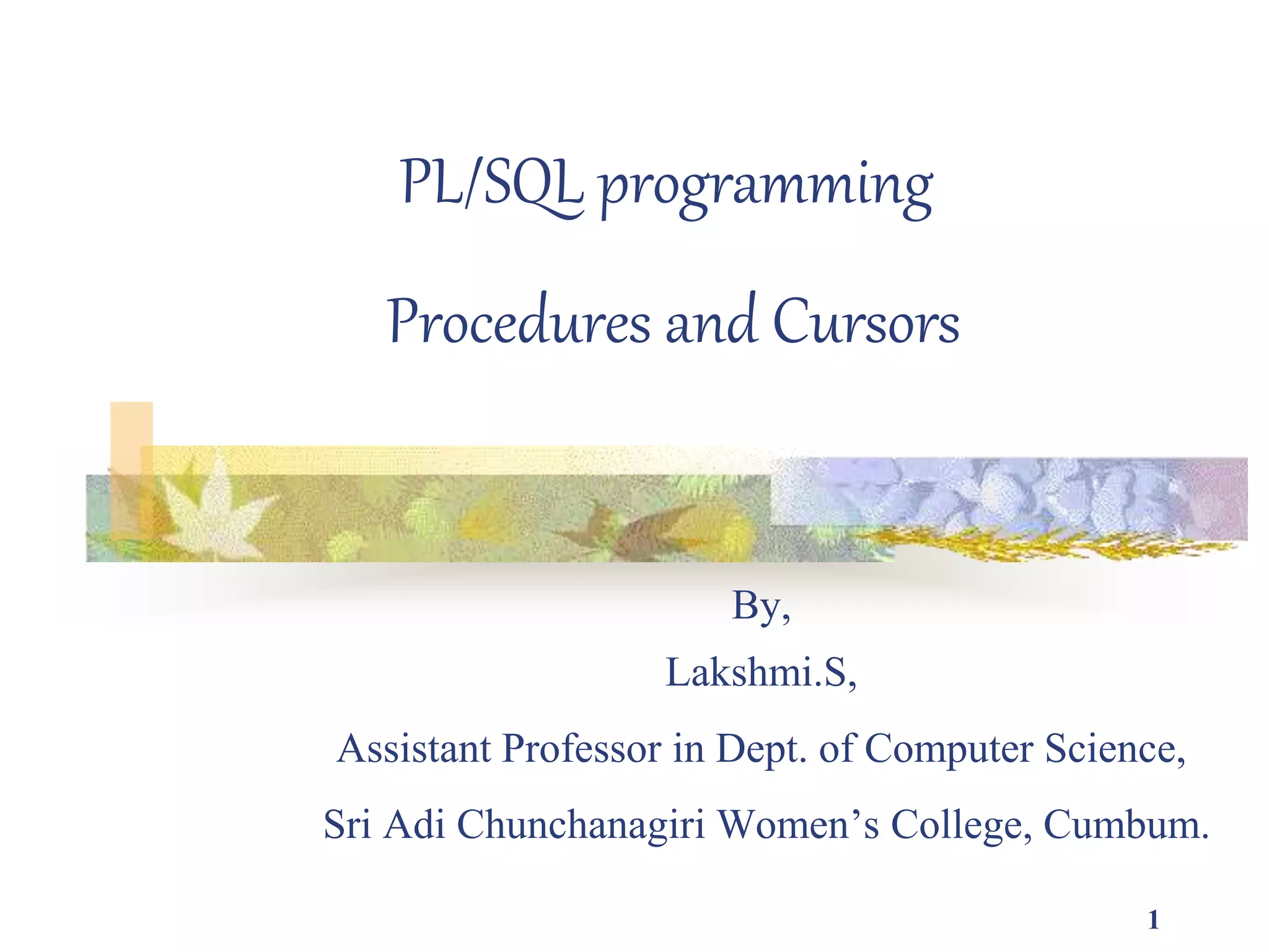 Procedures andcursors | PPT