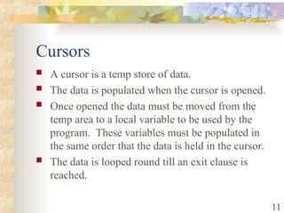 PL/SQL Stored Procedures And Cursors.ppt