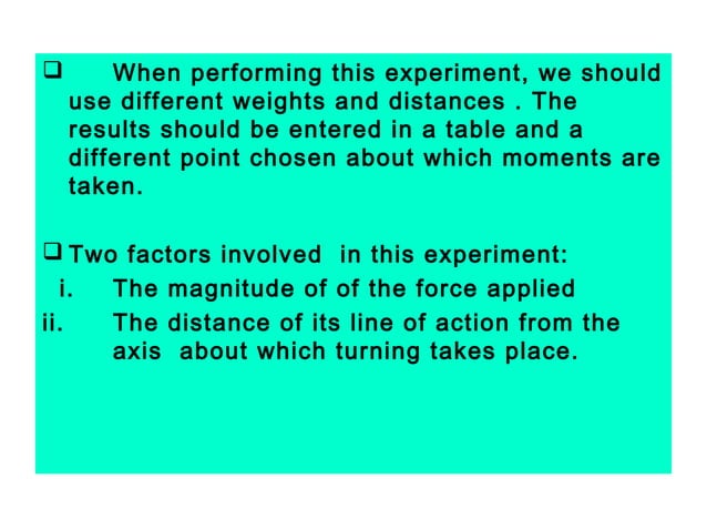 Procedures and observations for principle of moment experiment | PPT ...