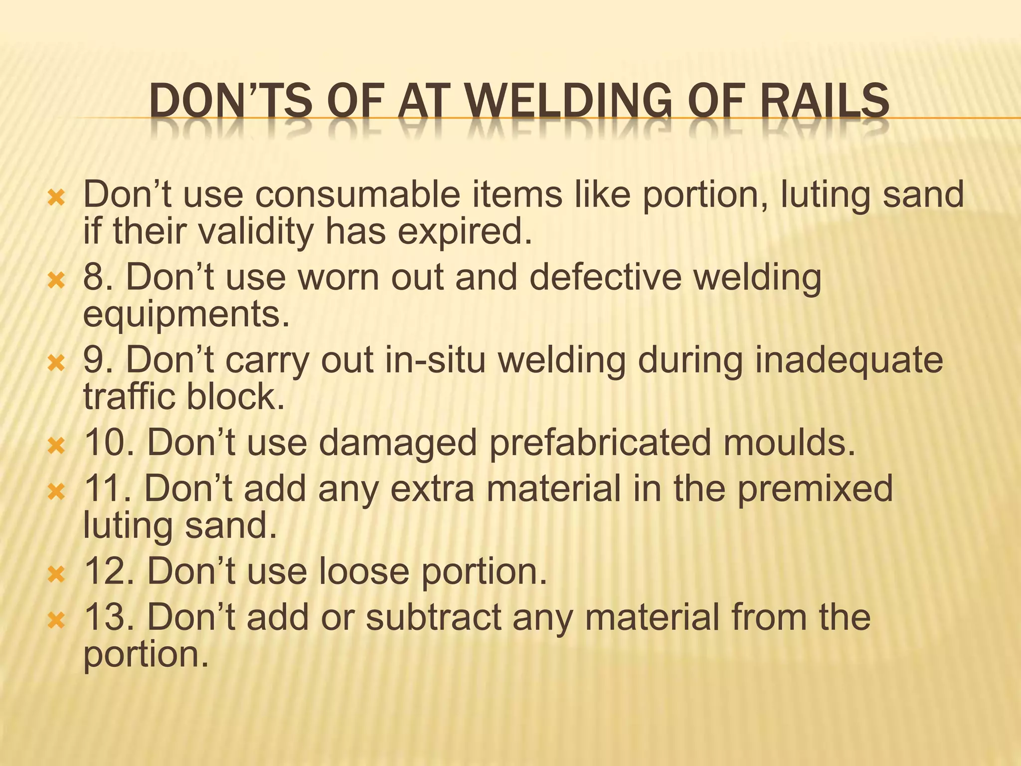 Procedures for aluminothermic welding 1 | PPTX