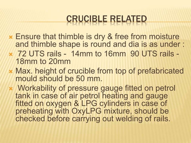 Procedures for aluminothermic welding 1 | PPTX